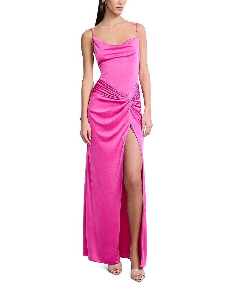 BCBGMAXAZRIA Cowl Neck Draped Gown with Twist